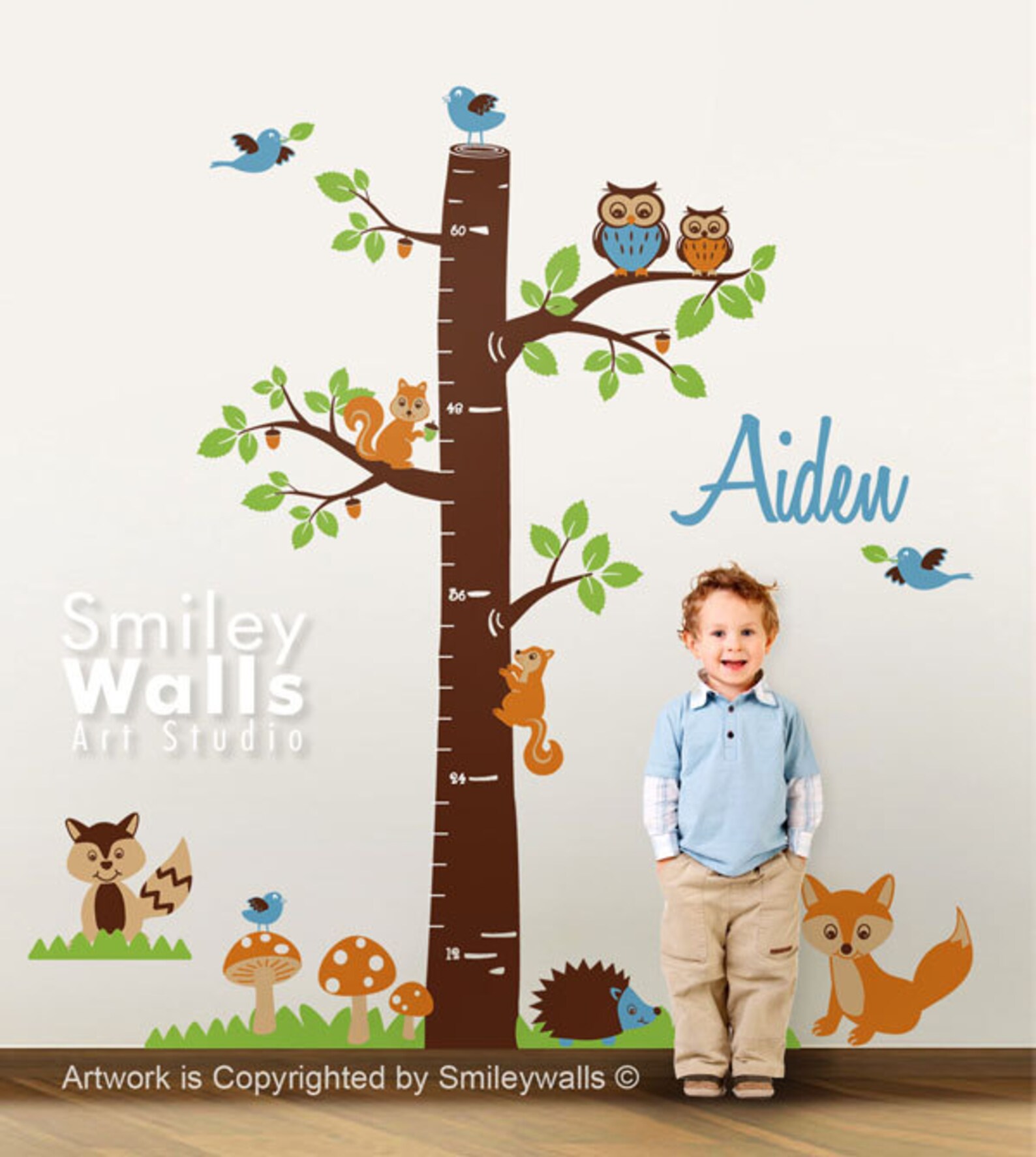 Personalized Growth Chart Wall Decal Woodland Animals Forest - Etsy