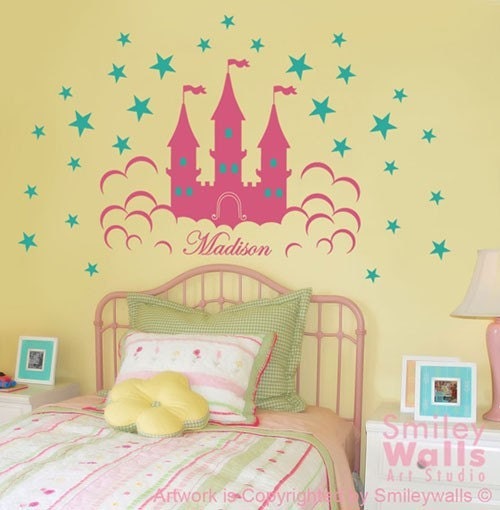Castle Wall Decal Fairy Princess Castle Personalized Lettering | Etsy