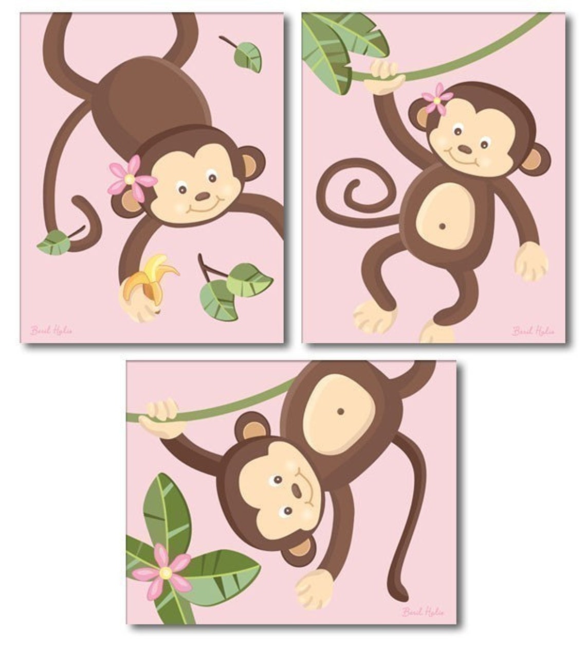 Monkeys Nursery Wall Monkeys Prints Jungle Prints Girls - Etsy