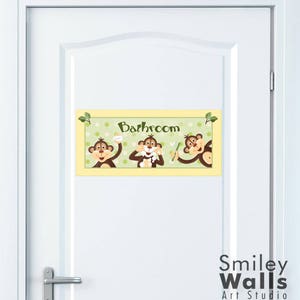 Monkeys Wall Decal for Kids Bathroom Decor, Kids Bathroom Wall Art ...