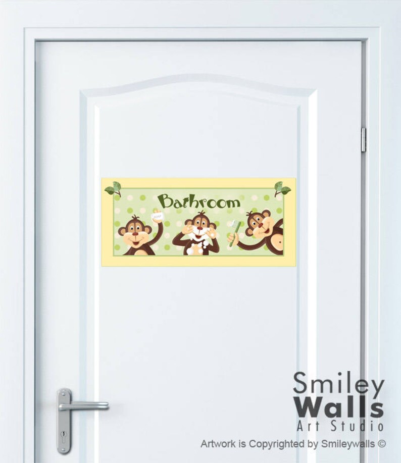 Monkeys Wall Decal for Kids Bathroom Decor, Kids Bathroom Wall Art ...