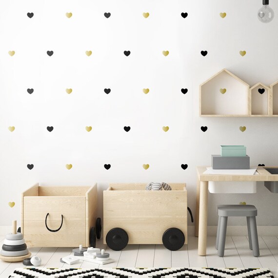 Hearts Pattern Wall Decal Hearts Wall Sticker Hearts Room | Etsy