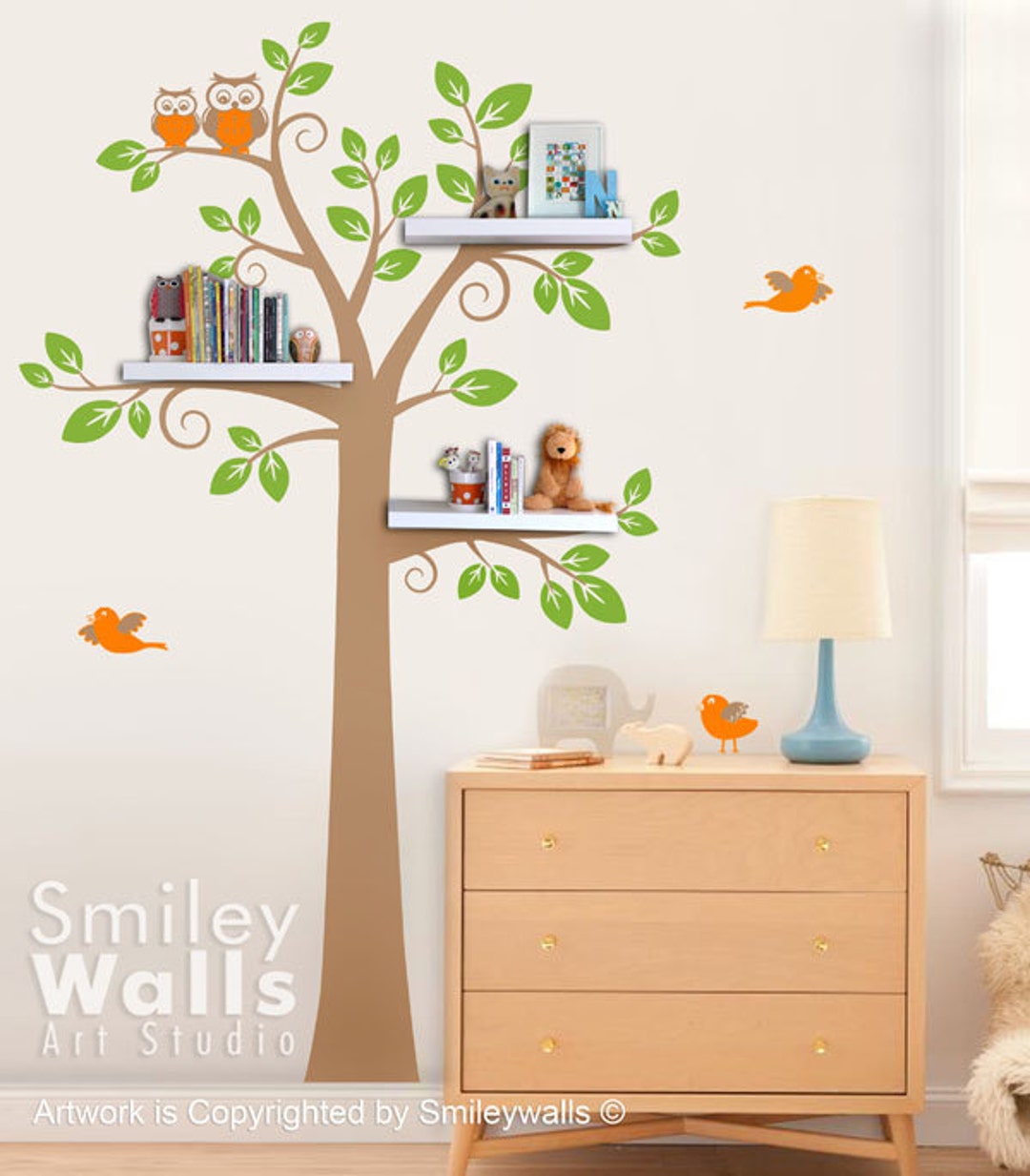 Shelves Tree Wall Decal Shelving Tree Wall Decal Tree Wall Decal Shelf ...
