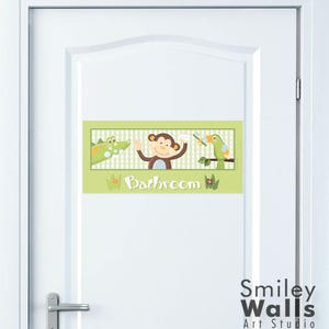 Kids Bathroom Wall Art, Monkey Bathroom Prints Stickers, Jungle Wall ...
