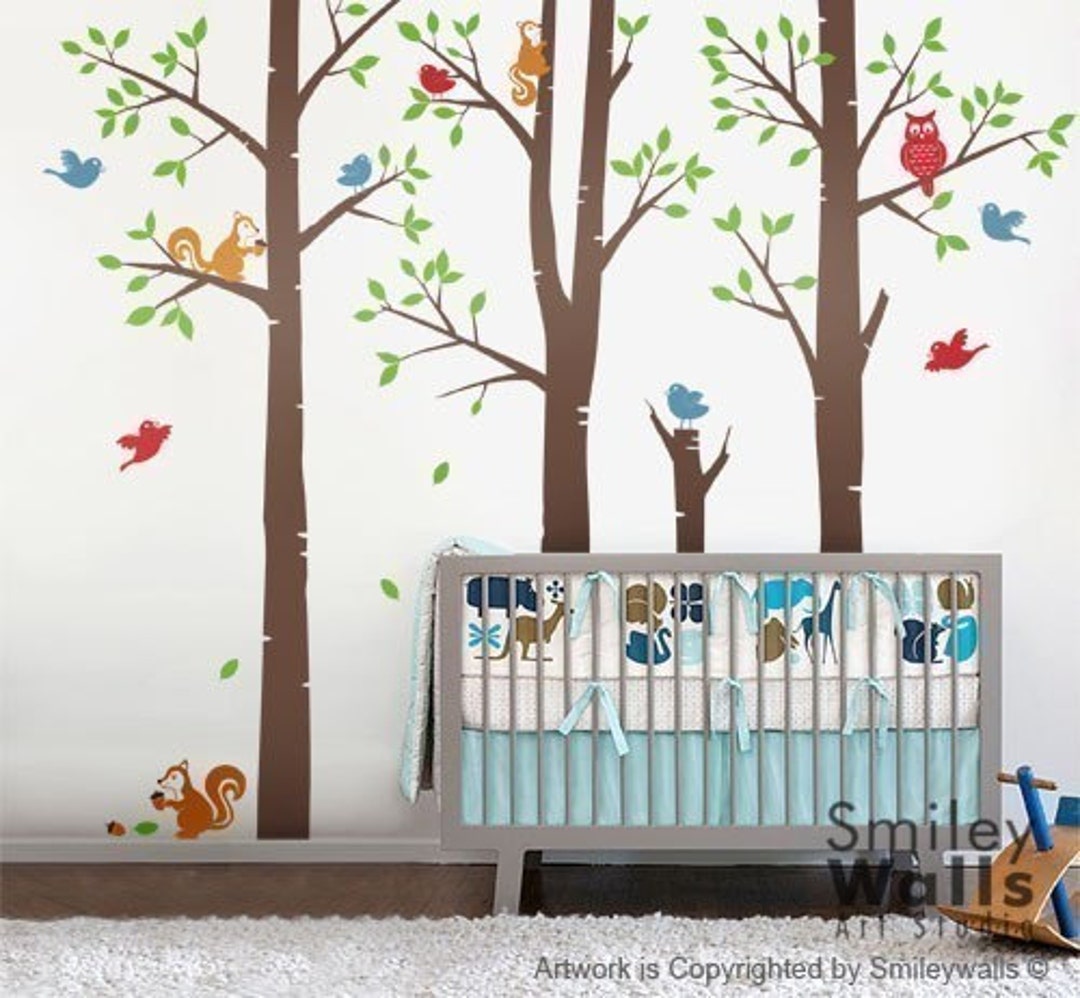 Tree Wall Decals Stickers Forest Trees Wall Decal Birch Trees - Etsy