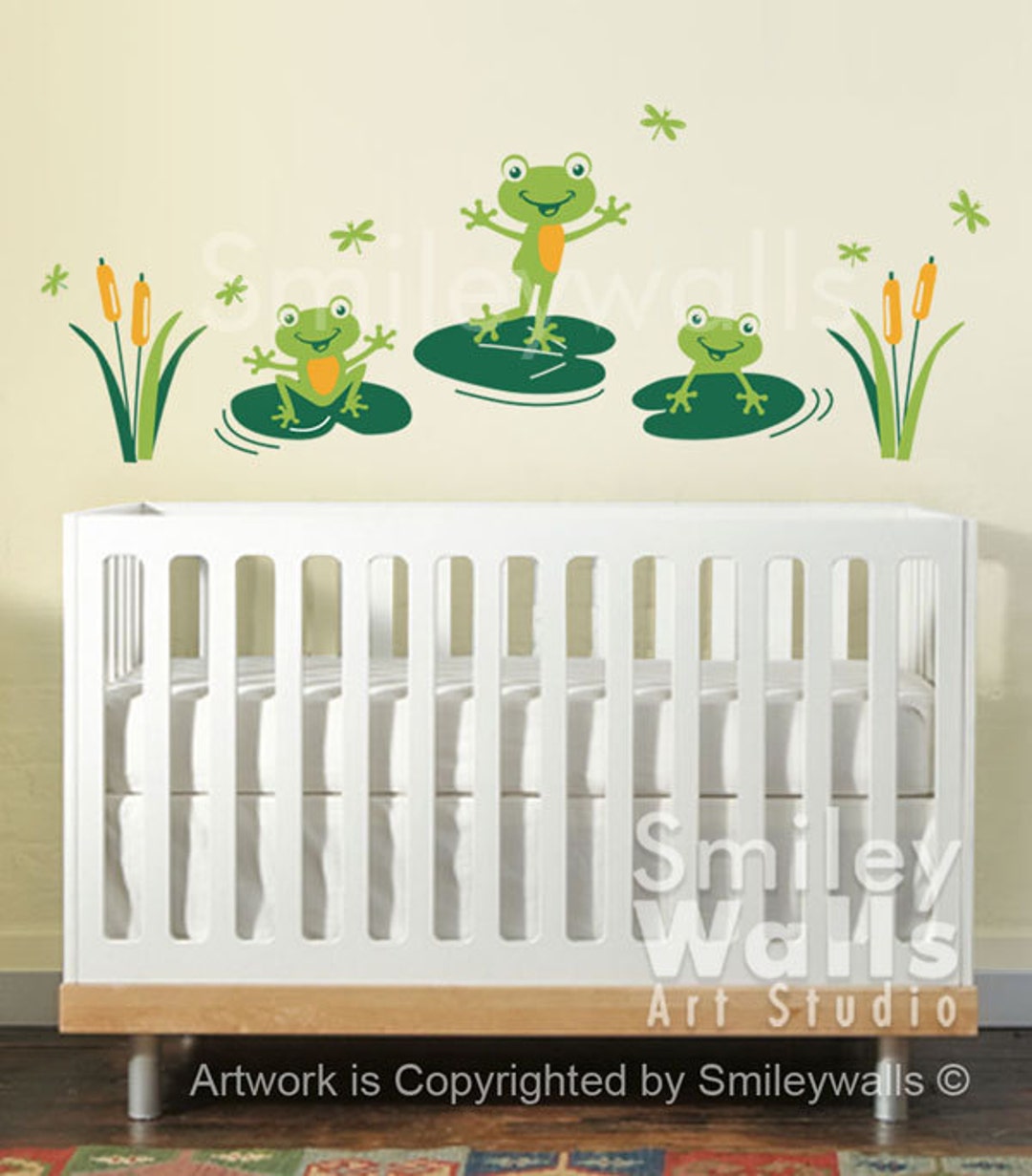 Frogs Wall Decal Froggy Friends and Dragonflies Nursery Wall Decal ...