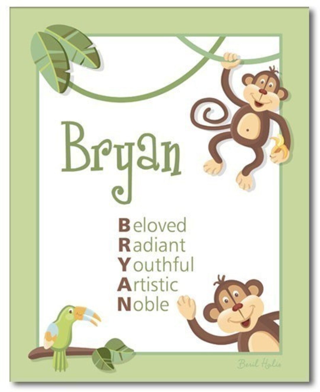 Set of Jungle Monkeys Poem and Boy's Name Wall Art Prints - Etsy