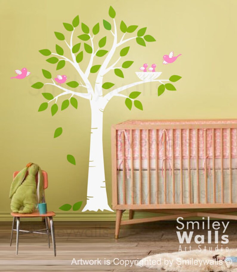 Birds Nest Tree Wall Decal, Tree With Bird Nest and Birds Nursery Vinyl Wall Decal, Tree Wall ...