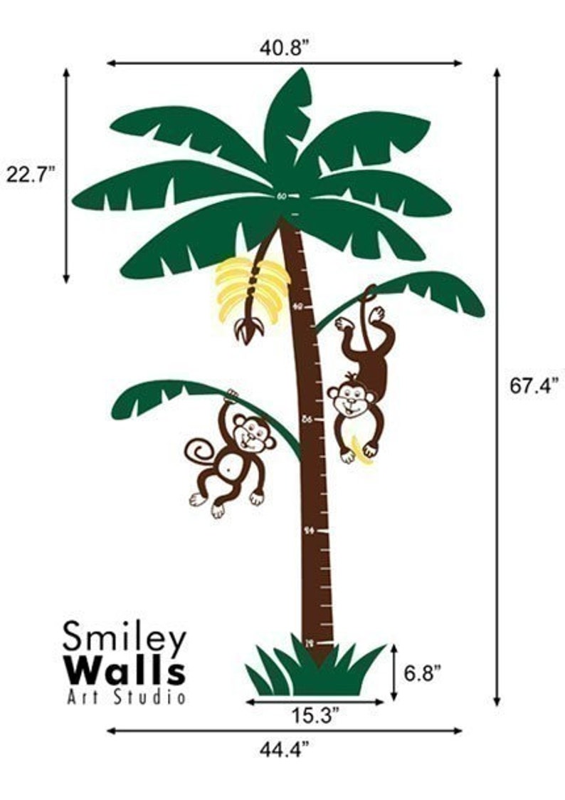 Jungle Monkeys Nursery Growth Chart Vinyl Wall Decal - Etsy
