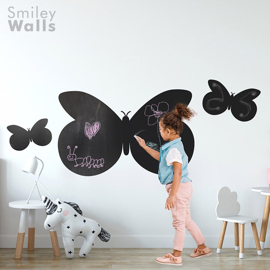 Butterfly Chalkboard Wall Decal, Butterflies Decal, Chalkboard Decal ...