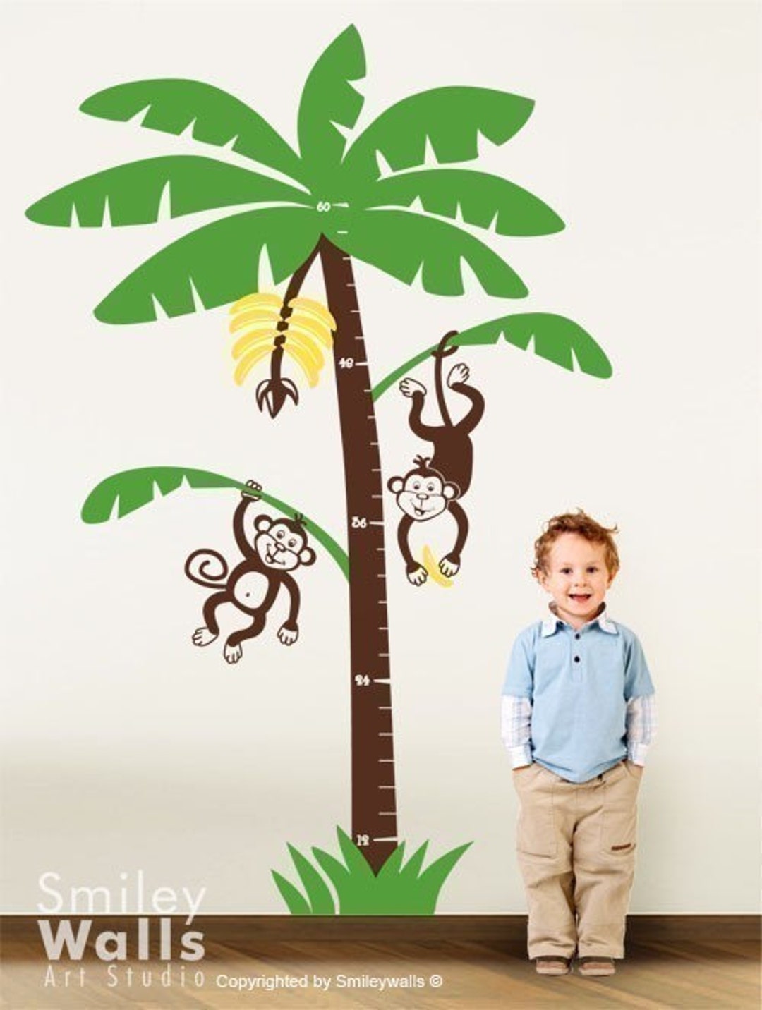 Jungle Monkeys Nursery Growth Chart - Vinyl Wall Decal - Etsy