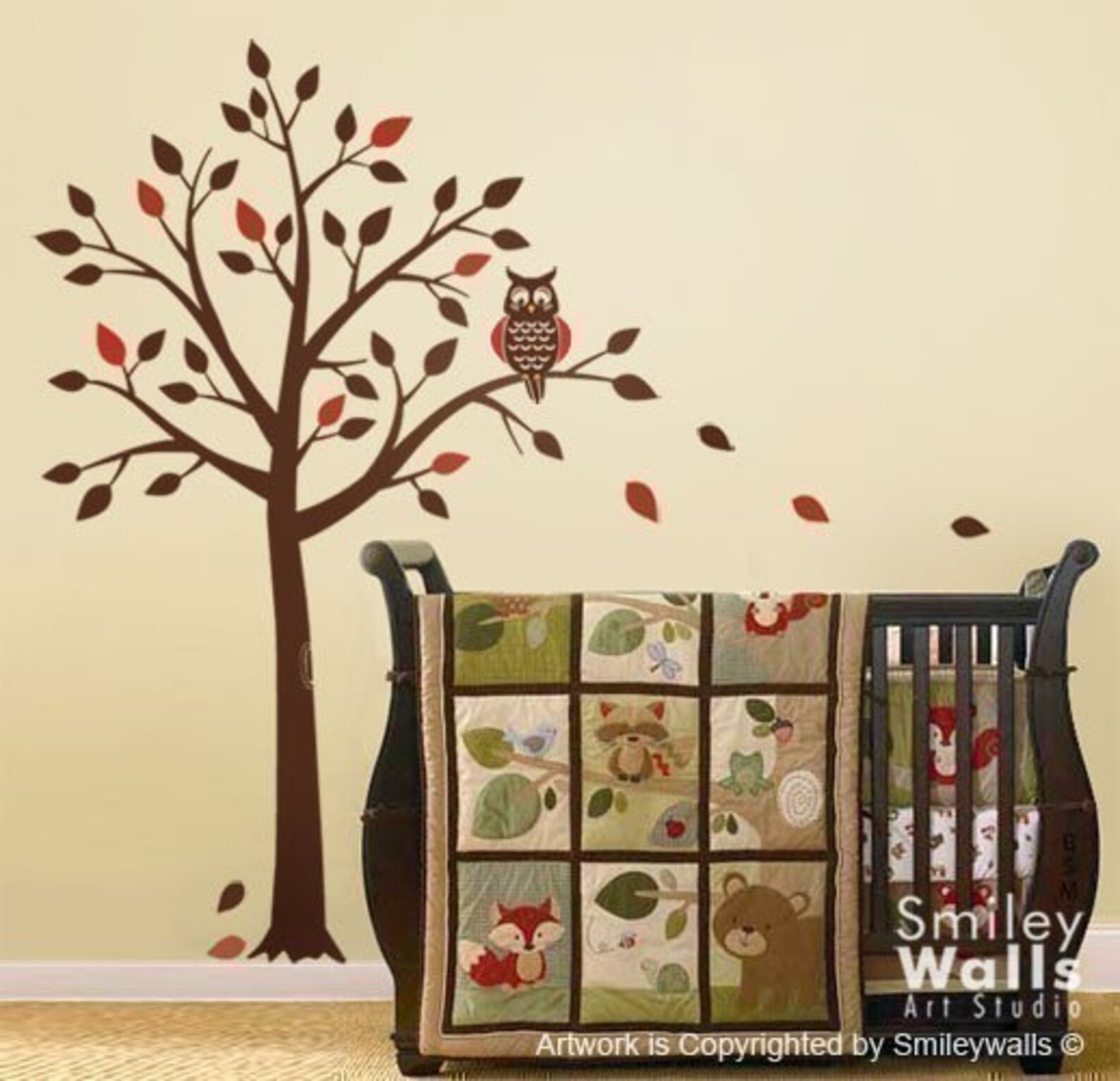 Owl Tree Wall Decal Tree and Cute Owl Wall Decal for Nursery | Etsy