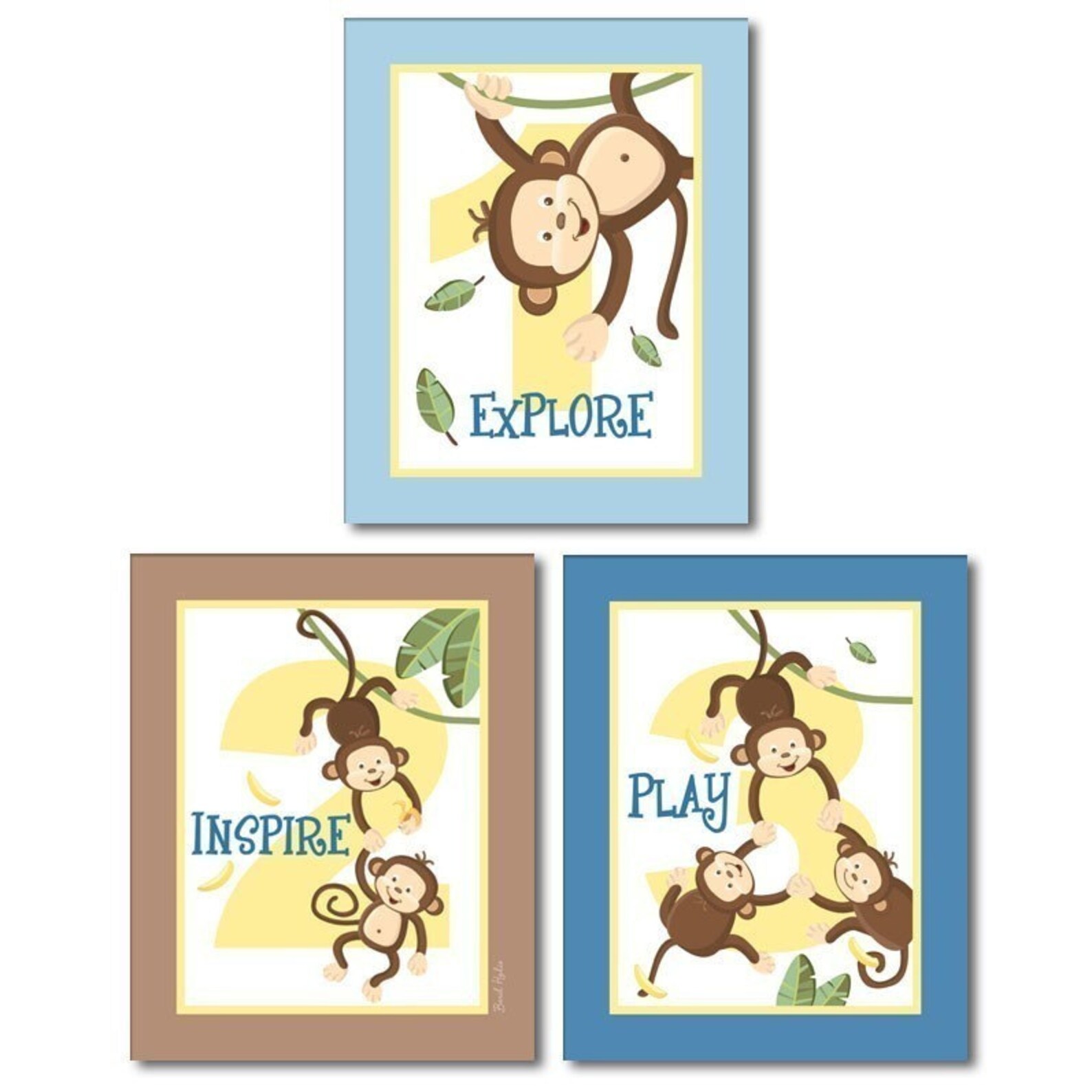 Set of 3 Jungle Monkey Business Decor Wall Art Prints - Etsy