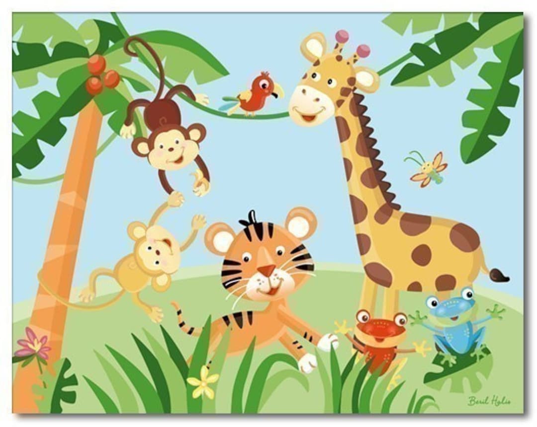 11x14 Art Print for Kids RAINFOREST JUNGLE ANIMALS - Etsy
