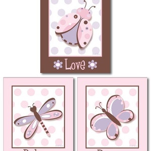 Nursery Wall Art, Ladybug Wall Art, Butterflies Wall Art, Prints for ...