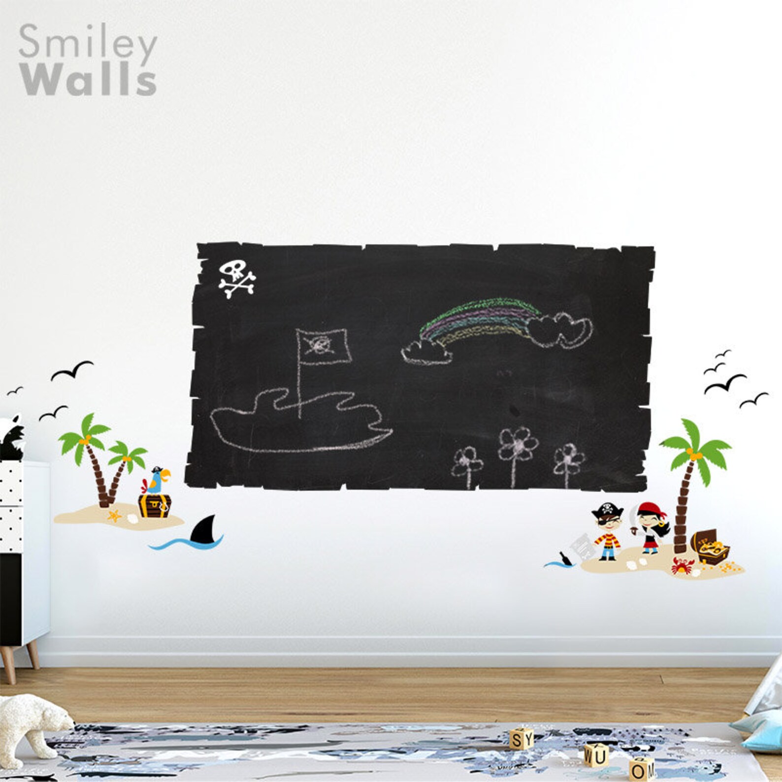 Treasure Map Wall Decal Treasure Island Pirates Chalkboard - Etsy