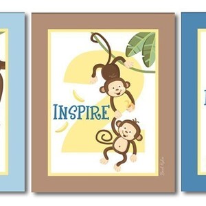 Set of 3 Jungle Monkey Business Decor Wall Art Prints - Etsy