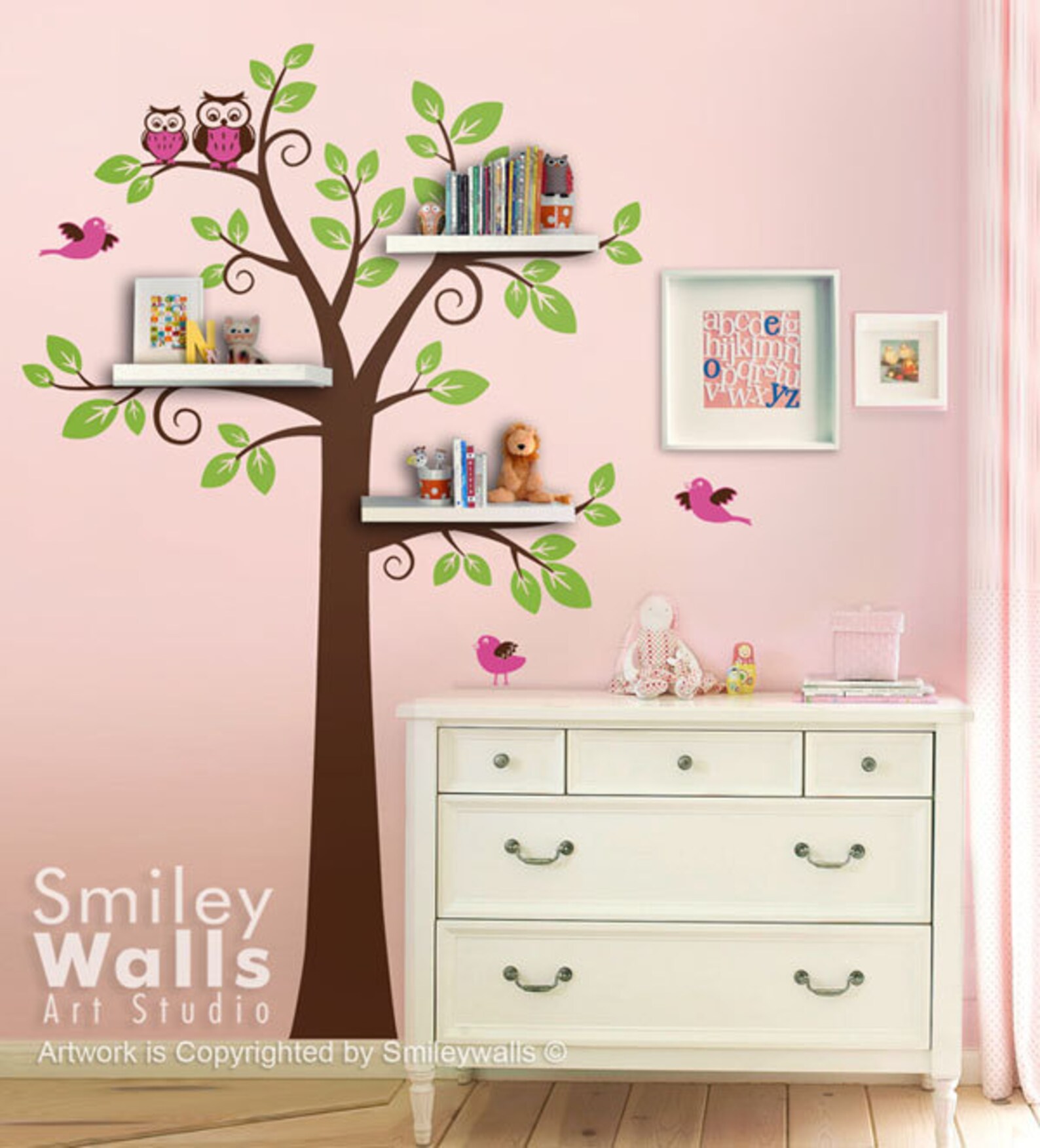 Shelves Tree Wall Decal Shelving Tree Wall Decal Tree Wall Decal Shelf ...