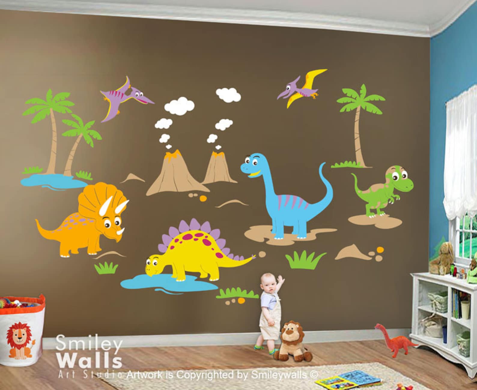 Dinosaurs Wall Decal HUGE Set Dino Dinosaurs Wall Decal | Etsy