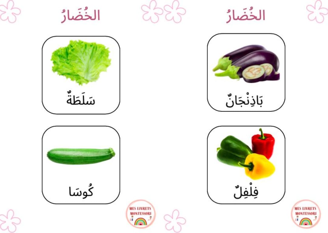 Montessori Vegetable Nomenclature Cards Arabic - Etsy