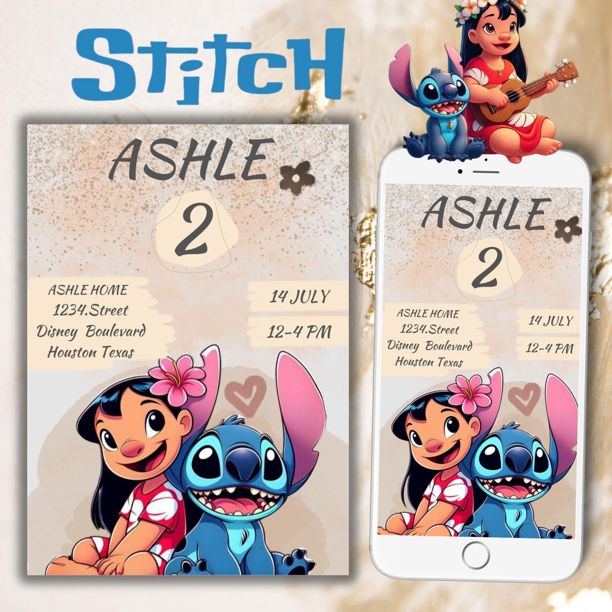 Stitch Birthday Invitation Template | Editable Kids Party Invite ...