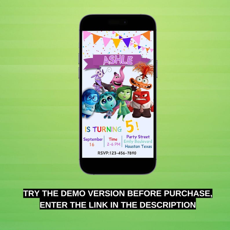 Invitación de cumpleaños de Inside Out / Invitaciones de fiesta de ...