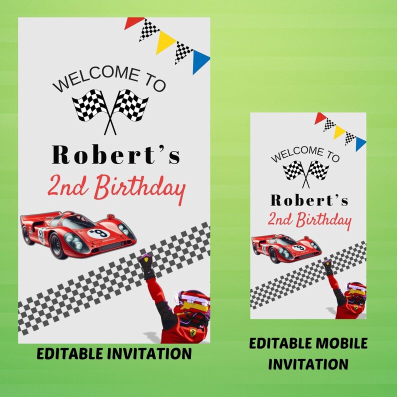 Car Race Birthday Invitation | Kids Speed Racing Invitation Card | Boy ...