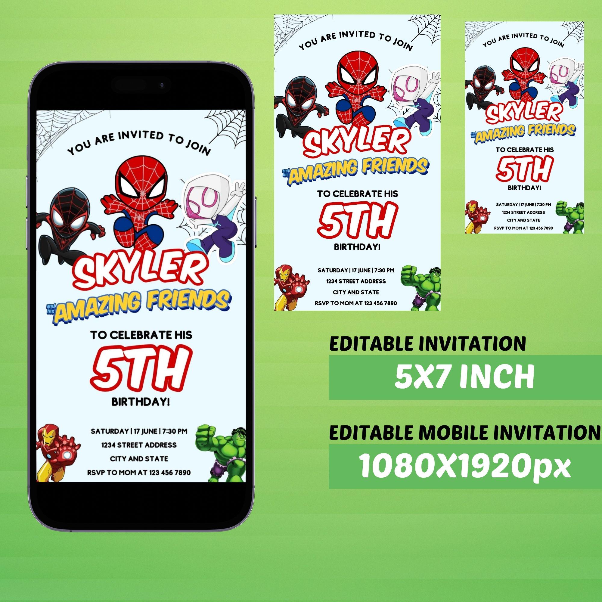 Spidey Birthday Invitation | Editable & Printable Spidey Template ...