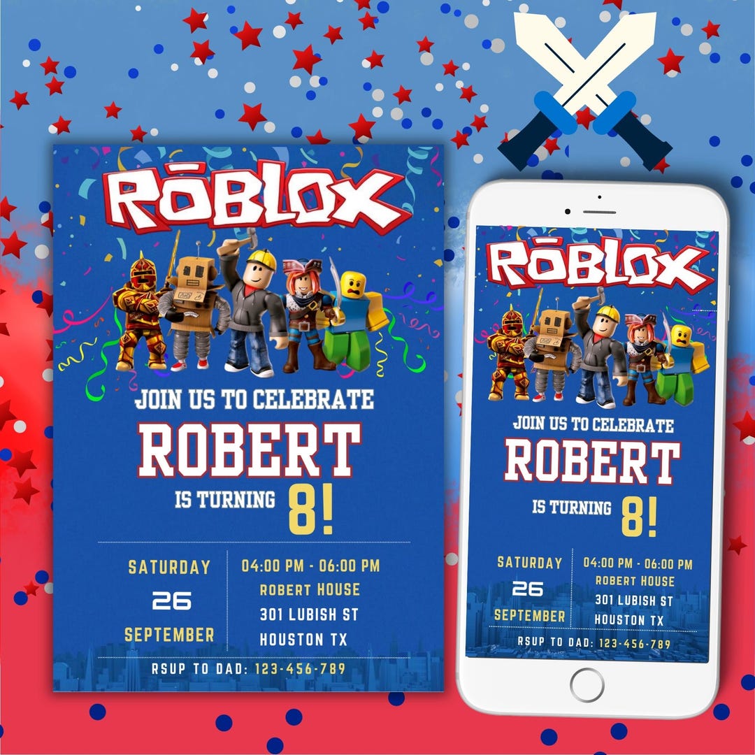 Roblox Birthday Party Invitation | Roblox Boys Birthday Template | Kids ...