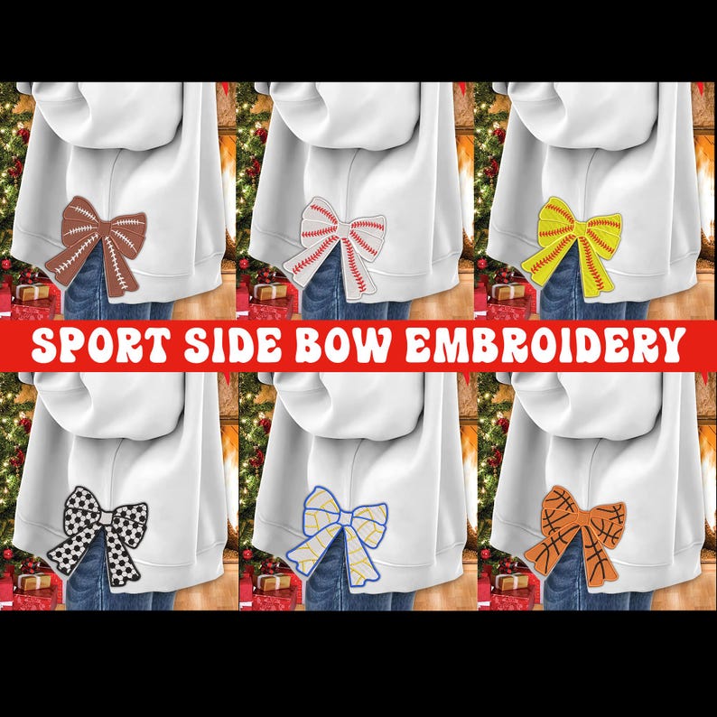 Bundle Sport Side Bow, Side Bow Machine Embroidery Designs, Wide Ribbon ...