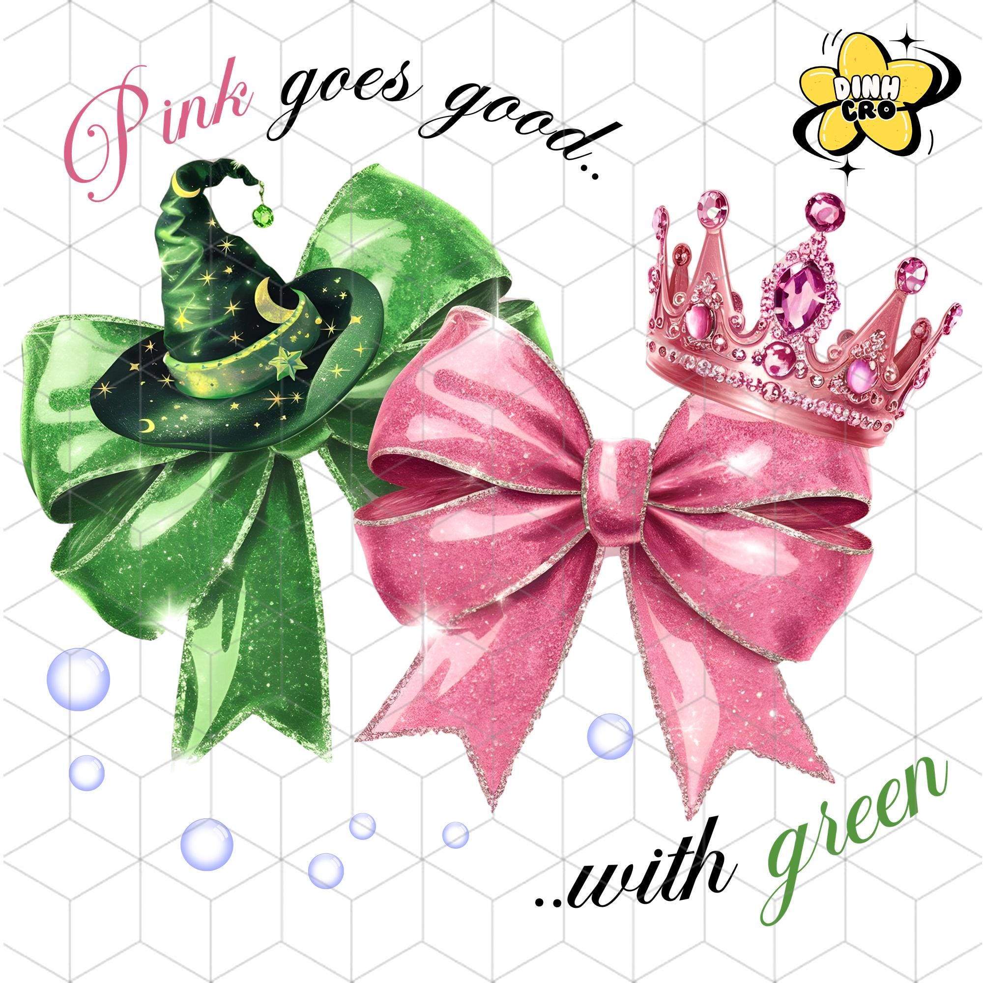 Witch Pink and Green Coquette Png, Wicked Change for Good Glitter Png ...
