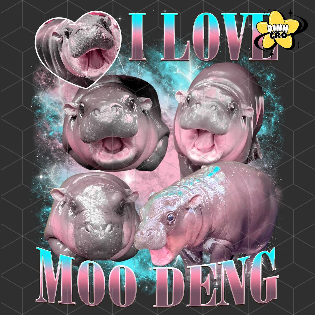 I Love Moo Deng Png, Moo Deng Bootleg Rap, Hippo Lover T-shirt, Moo ...
