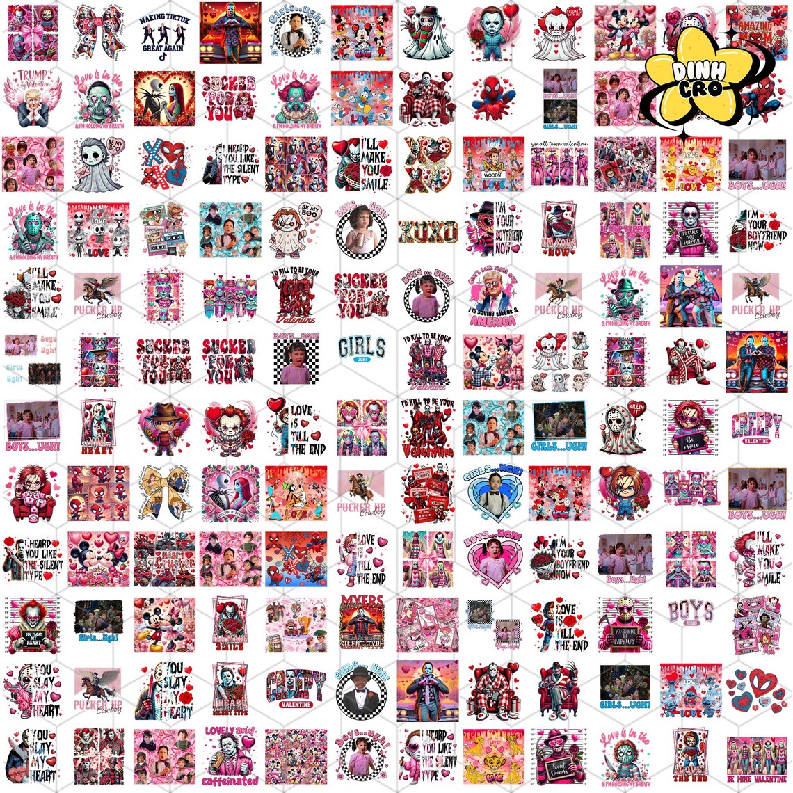 Horror Character Valentine's PNG Bundle, Scary Valentines Png, Xoxo Png ...