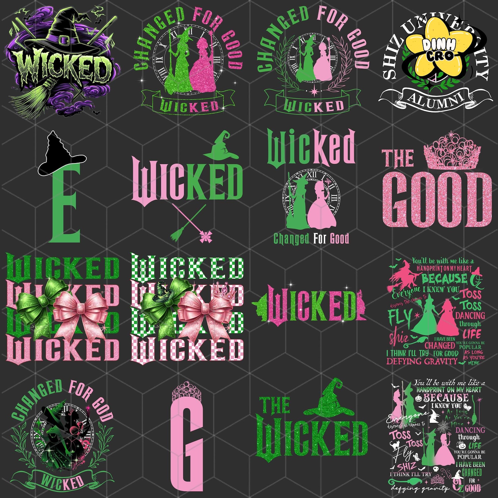 Bundle 15 Wicked Change for Good Glitter Png, Defy Gravity Broomstick ...