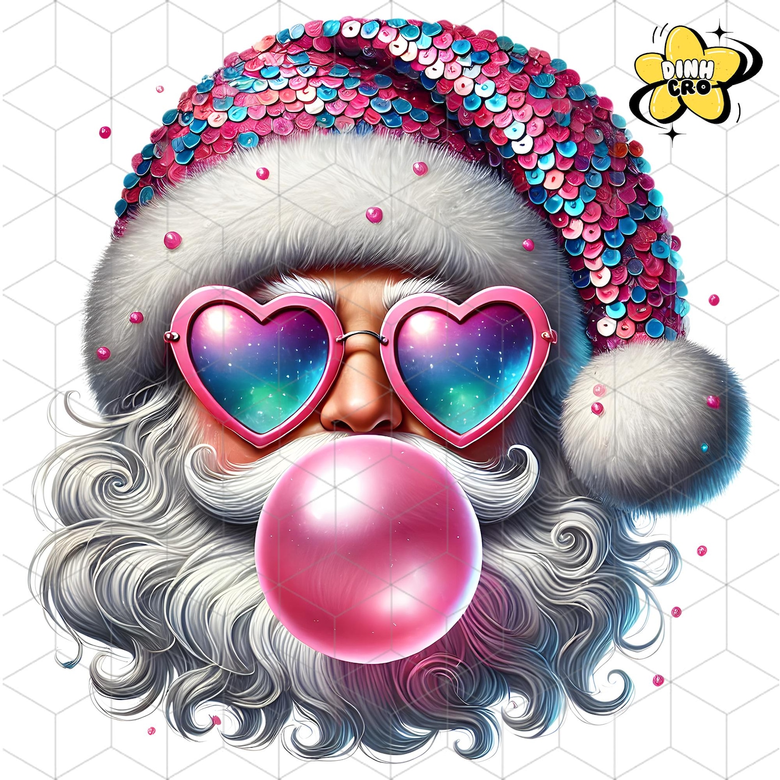 Santa Christmas Blowing Bubble Png, Merry Christmas Santa PNG, Vintage ...