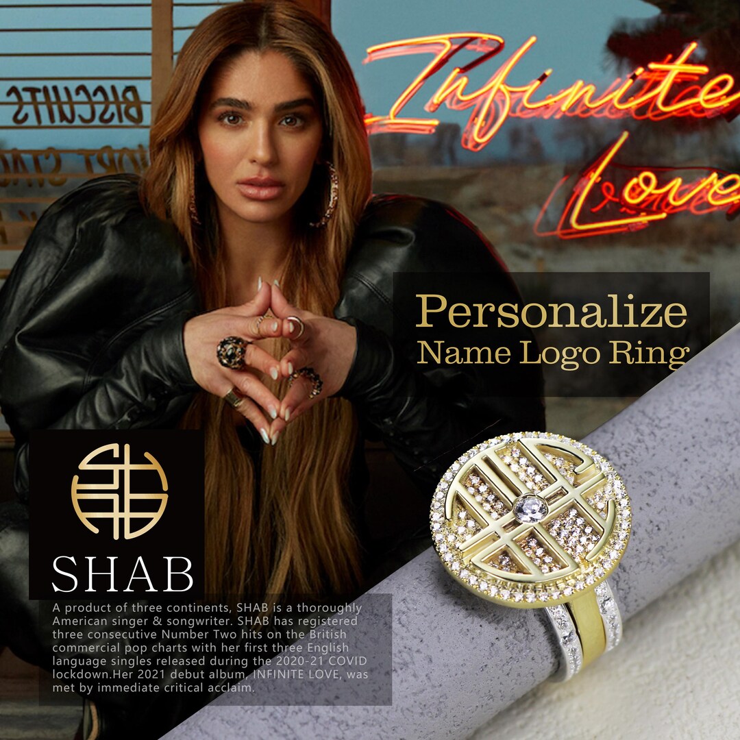 Personalized Name Logo Ring: S925 Silver Full Diamond Ring Set - Etsy
