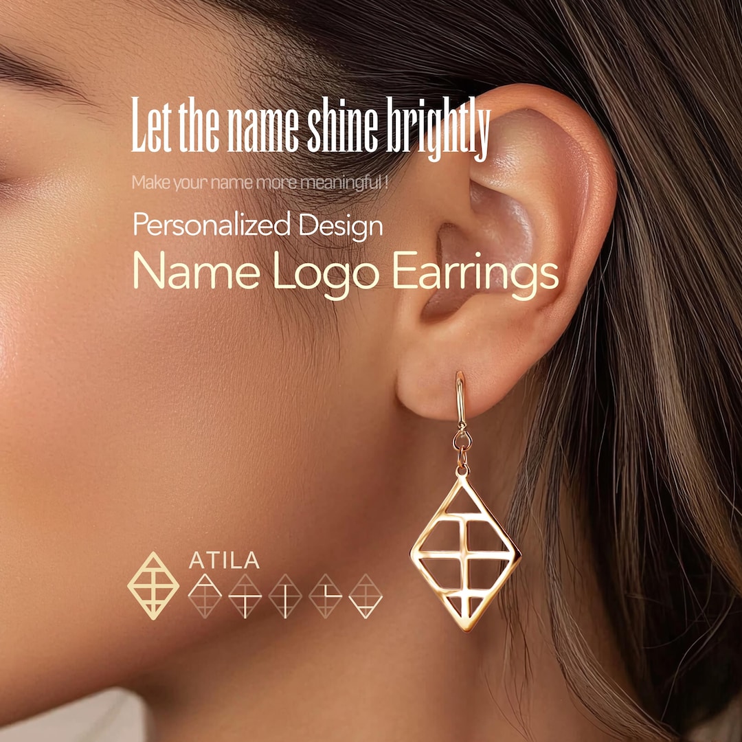Personalized Name Logo Earrings: S925 Silver, Bridesmaids Gift - Etsy