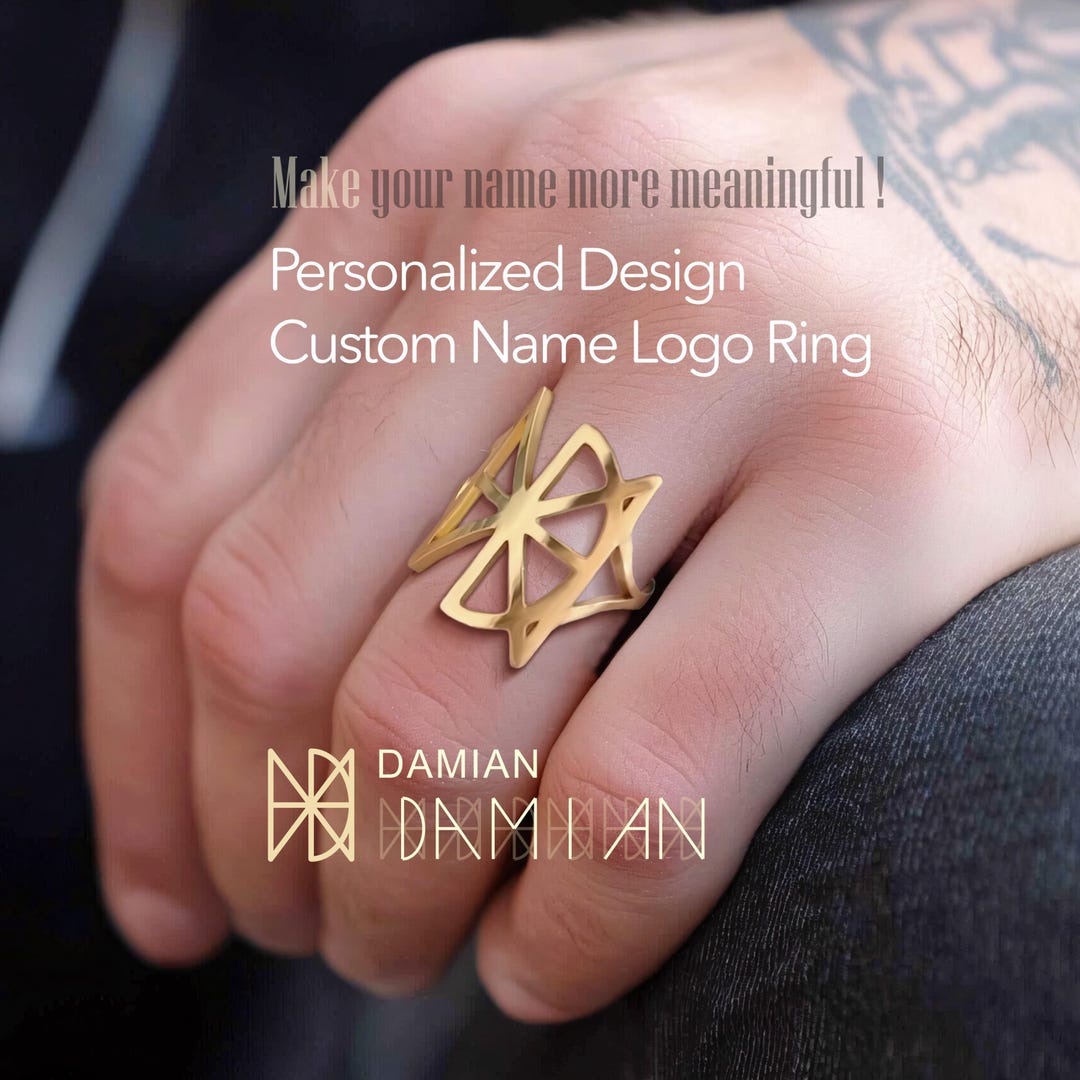 Custom Name Logo Ring,name Logo Ring,personalized Name Ring,valentine's ...