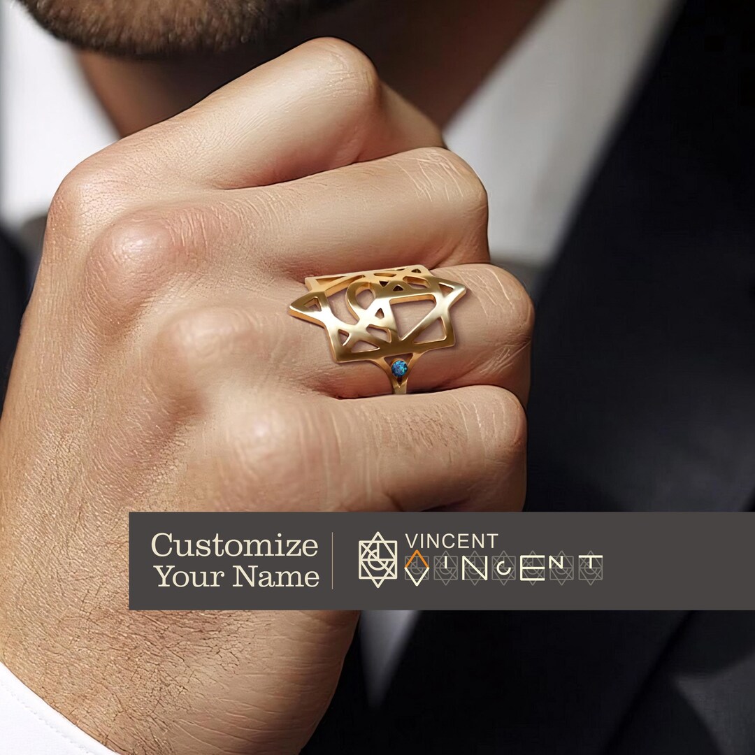 Custom Name Logo Ring,name Logo Ring,personalized Name Ring,dad's Gift ...