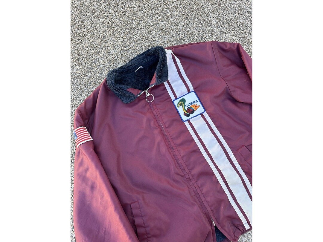 Vintage Ford Mustang Cobra Shelby Racing Jacket Mens XL Maroon Racing ...