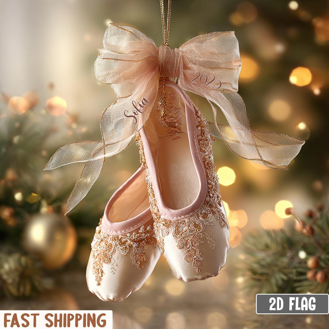 Ballet Shoes Christmas Ornament, Pink Pointe Shoe Acrylic Tree Hanging ...
