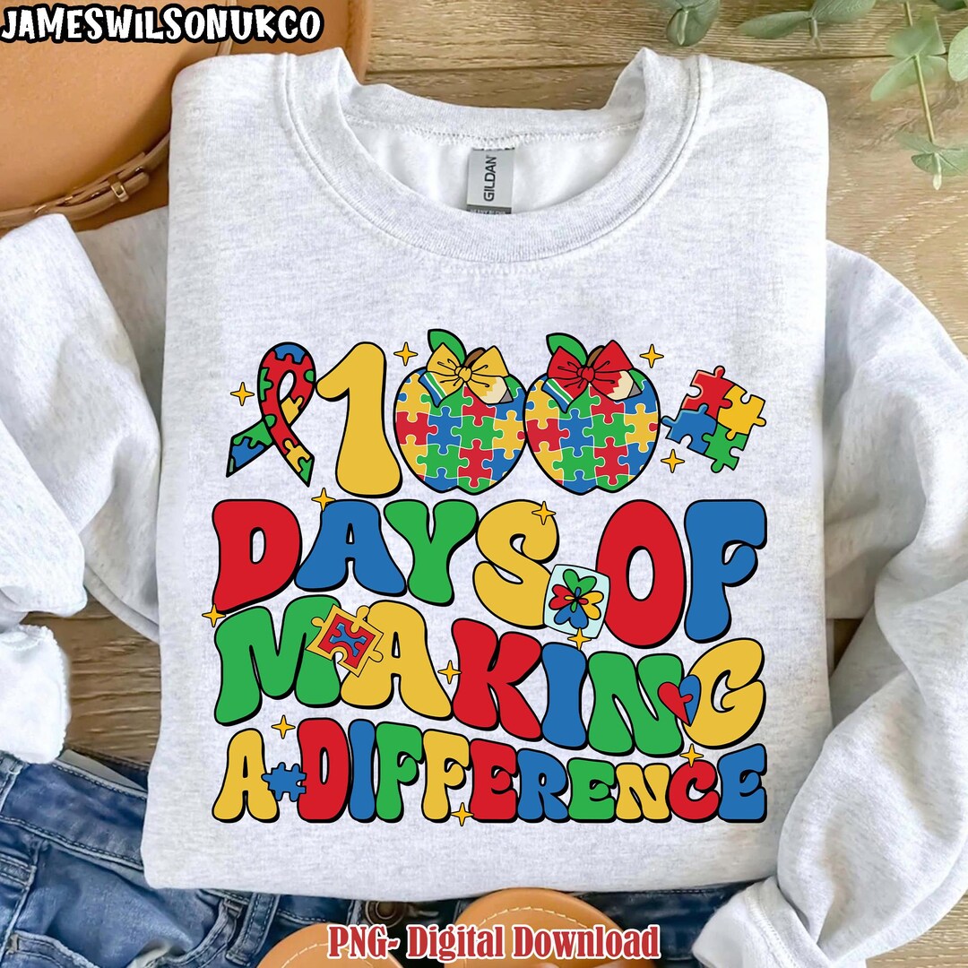 100 Days of Autism PNG, 100 Days of School PNG, Back to School PNG ...