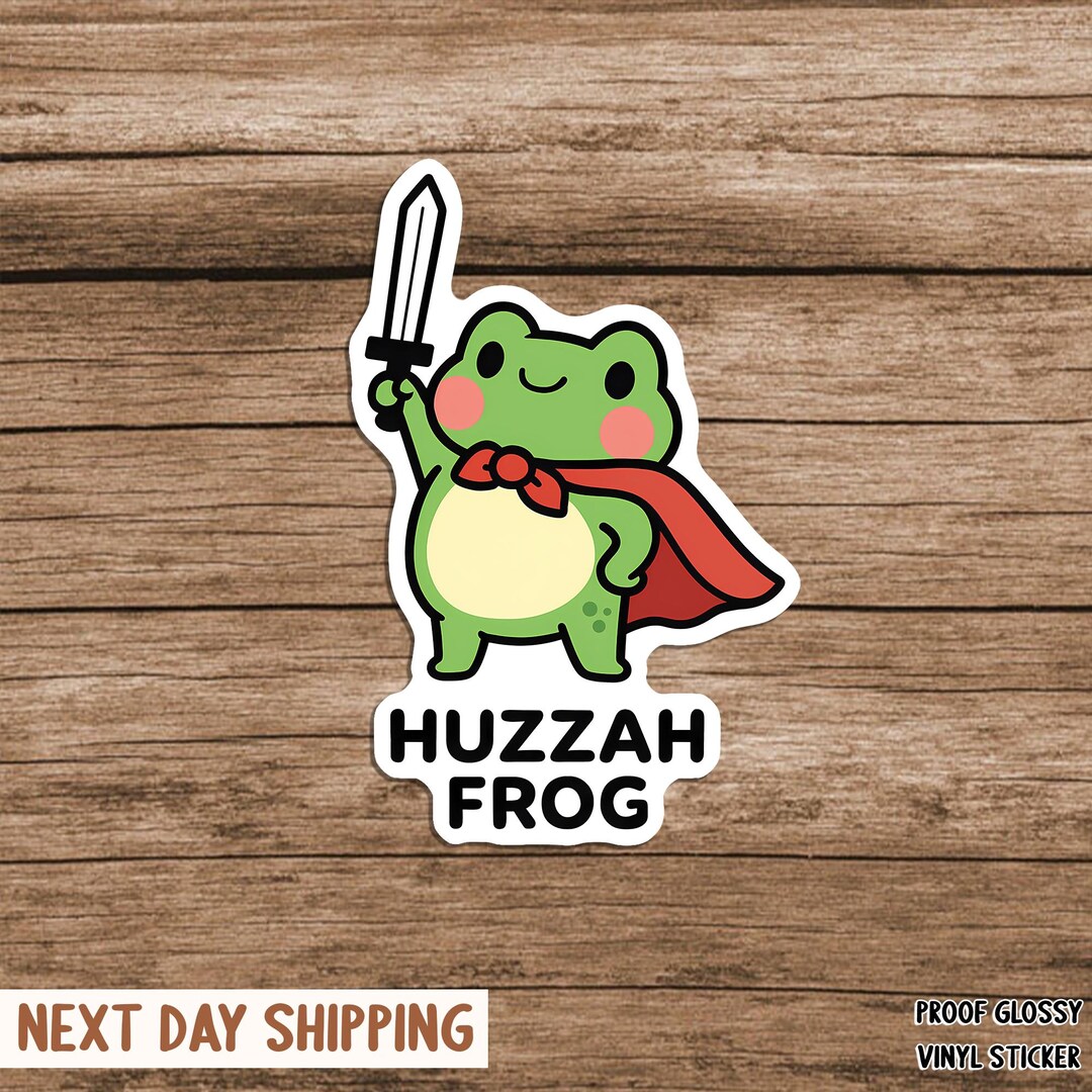 Huzzah Frog Sticker With Sword, Funny Medieval Frog Sticker ...