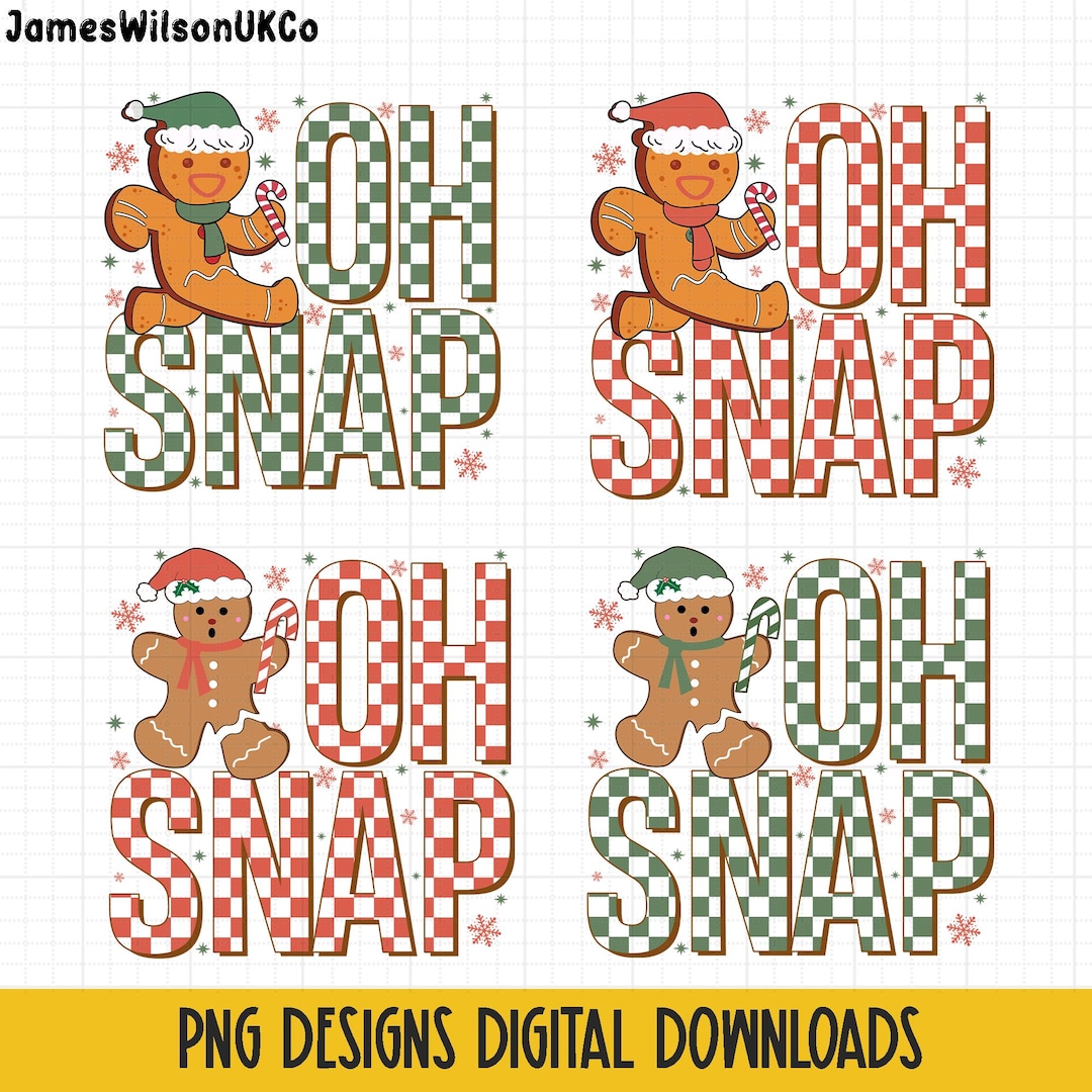 Christmas Gingerbread Oh Snap PNG Bundle, Cute Christmas, Gingerbread ...