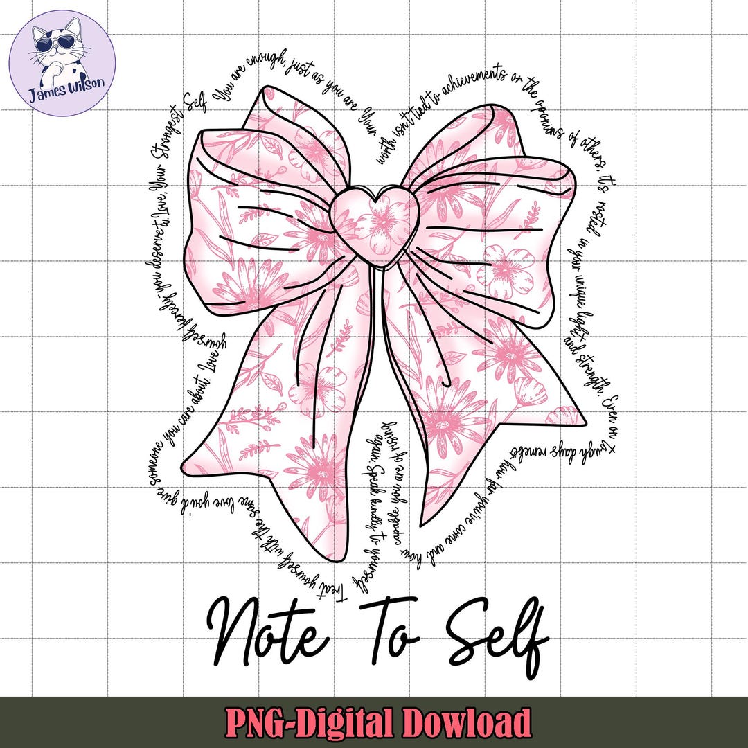 Note to Self Coquette Bow PNG, Motivational Png, Mental Health Png ...