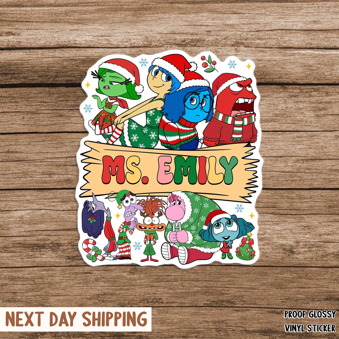 Custom Name Inside Out Sticker, Inside Out Christmas Sticker, Christmas ...