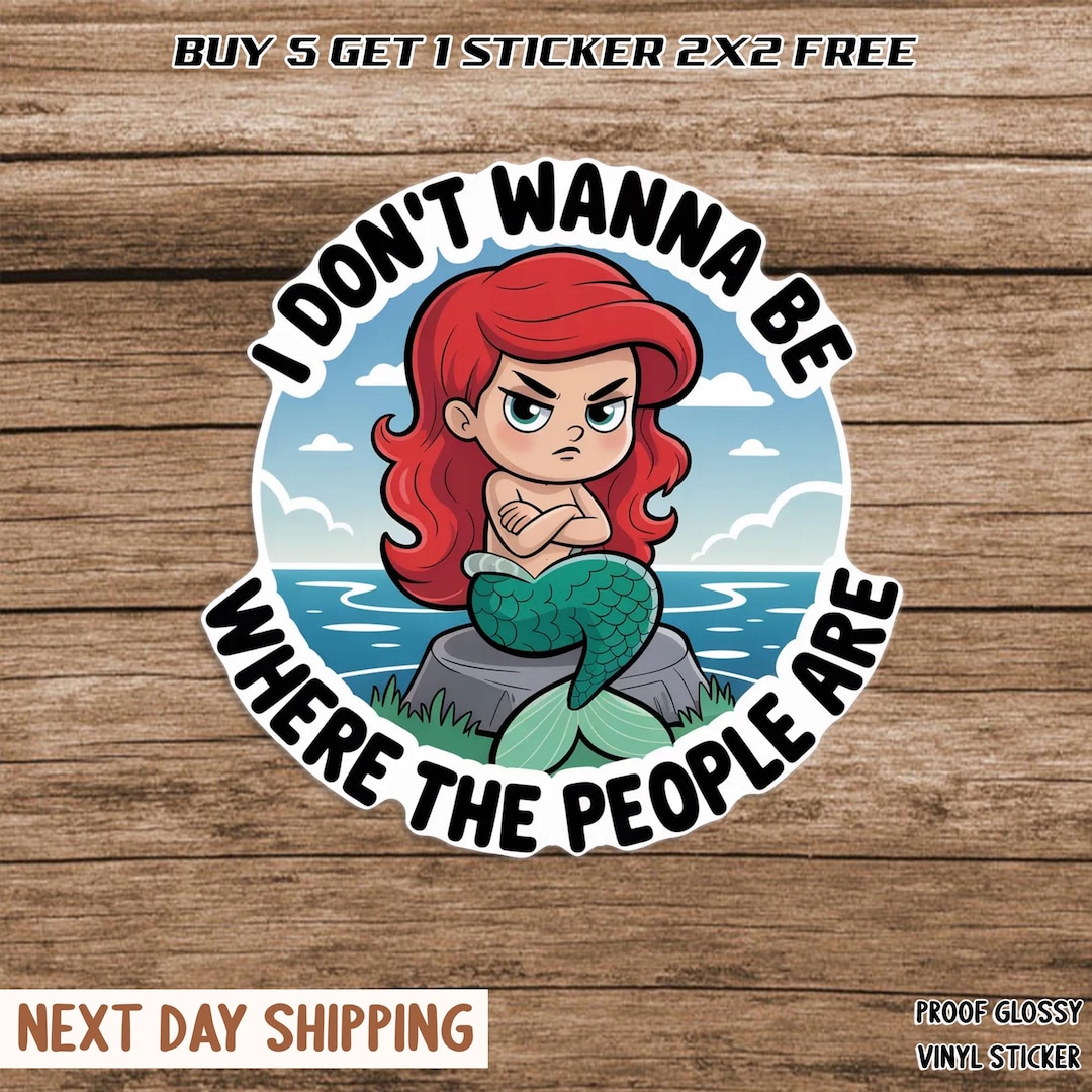 Funny Introvert Mermaid Sticker, Social Anxiety Decal, Snarky Water ...