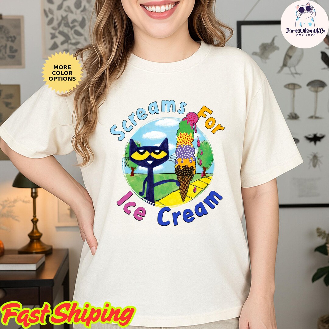 Pete the Cat Shirt, Screams for Ice Cream Summer Shirt, Book Lover ...
