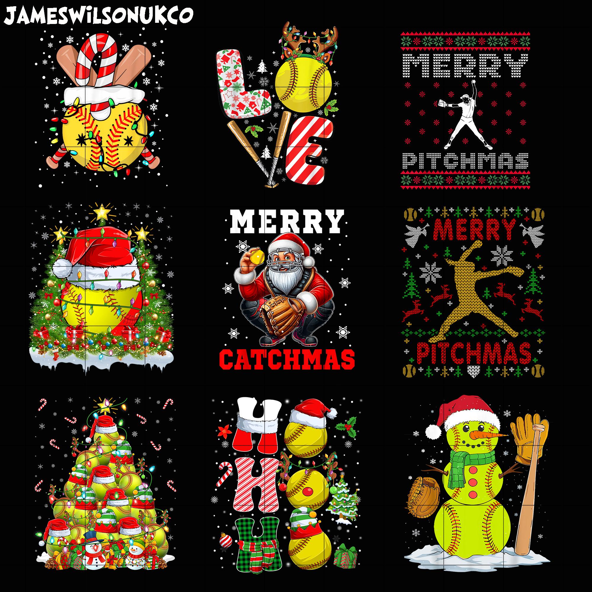 9++softball Christmas PNG Bundle, Softball Christmas Tree Png, Sports ...