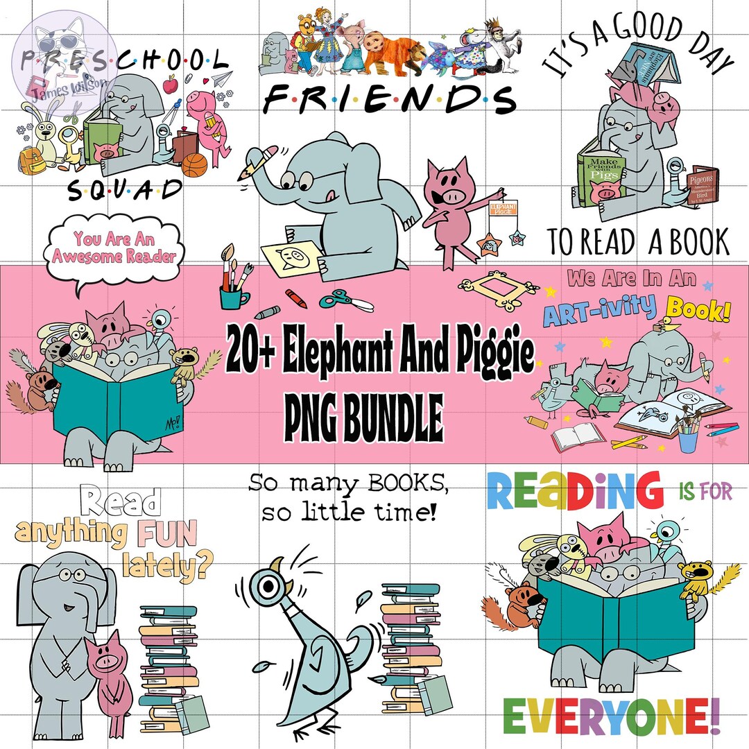 20+elephant and Piggie Png, Back to School Png, First Day of School Png ...